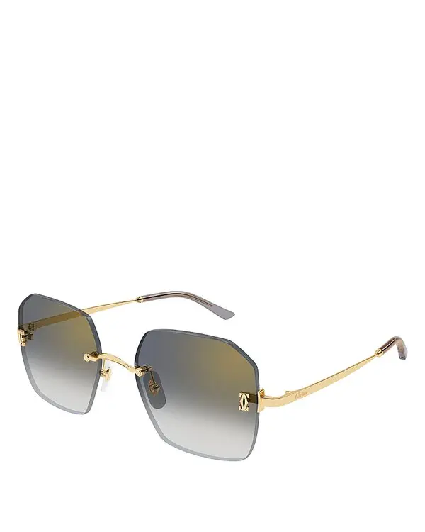 CARTIER Geometric Sunglasses, 55mm - Gold