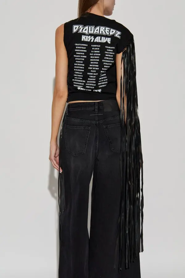 Dsquared2 X Kiss Cropped Top With Fringe