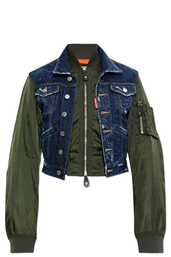 Dsquared2 Hybrid Denim Bomber Jacket - Green