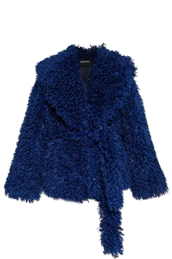 ROTATE BY BIRGER CHRISTENSEN Faux Fur Coat - Navy Blue