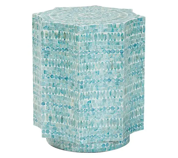 BAXTON STUDIO Olesia Mosaic Teal Mother Of Pear L End Table - One-color