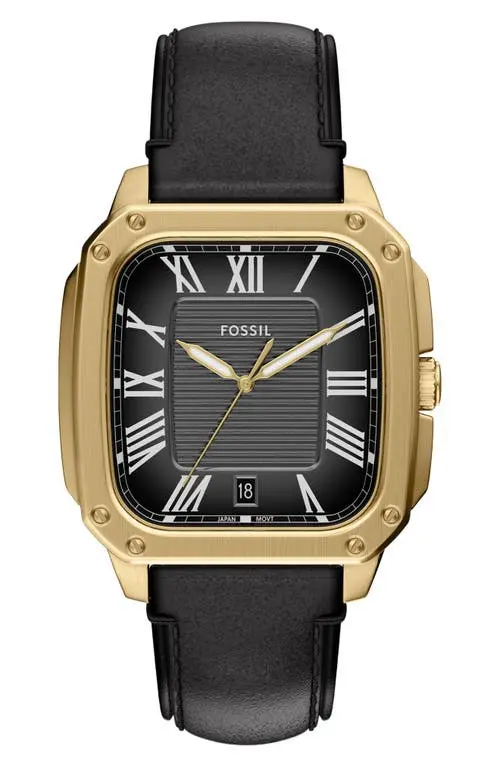 Fossil Crosby Leather Strap Watch - Black