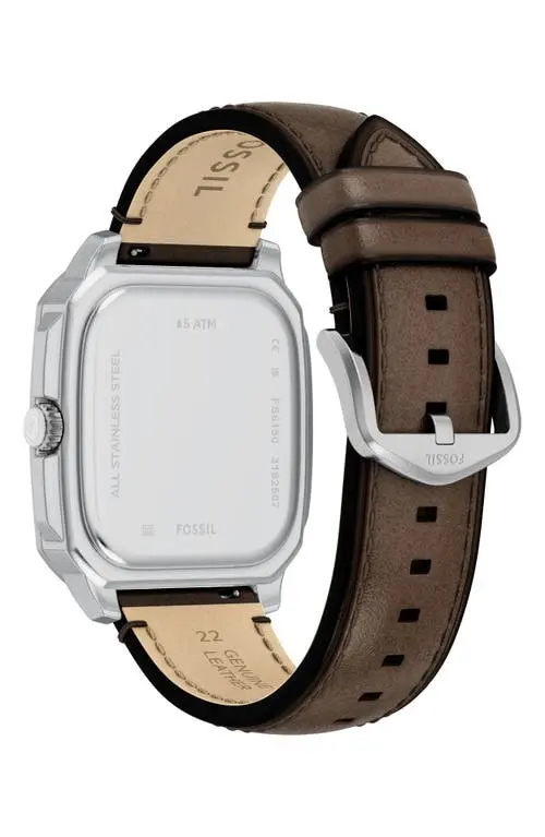 Fossil Crosby Leather Strap Watch - Brown