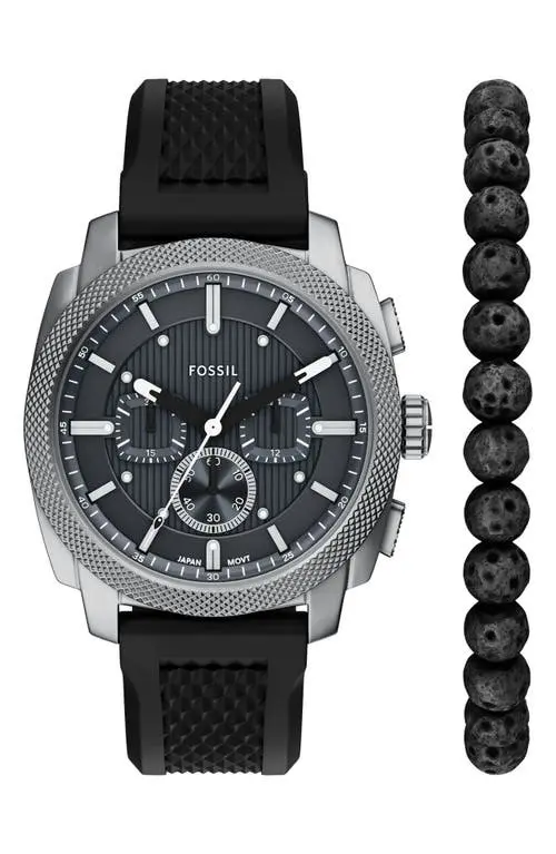Fossil Machine Chronograph Strap Watch & Bracelet Set - Black