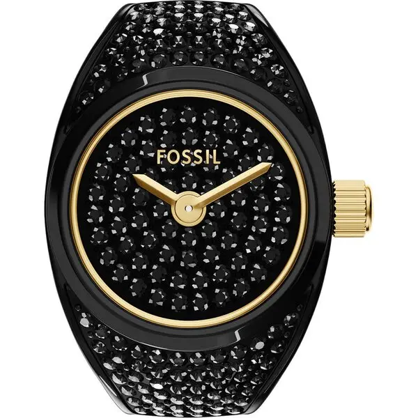 Fossil Crystal Pavé Ring Watch - Black