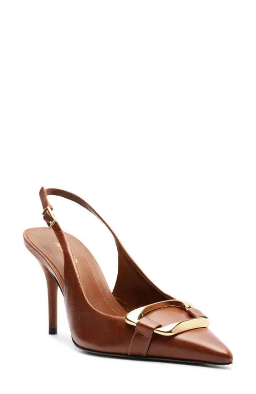 AREZZO Felicity Pointed Toe Slingback Pumps - Winter Cognac