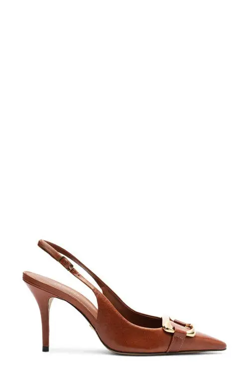 AREZZO Felicity Pointed Toe Slingback Pumps - Winter Cognac