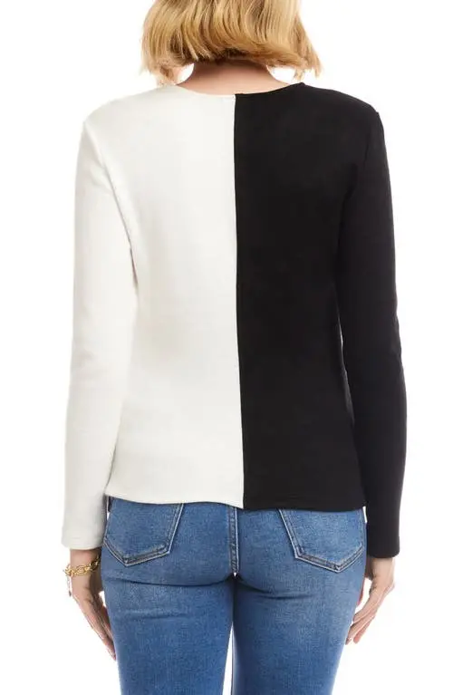 Karen Kane Colorblock Knit Top With Satin Bow