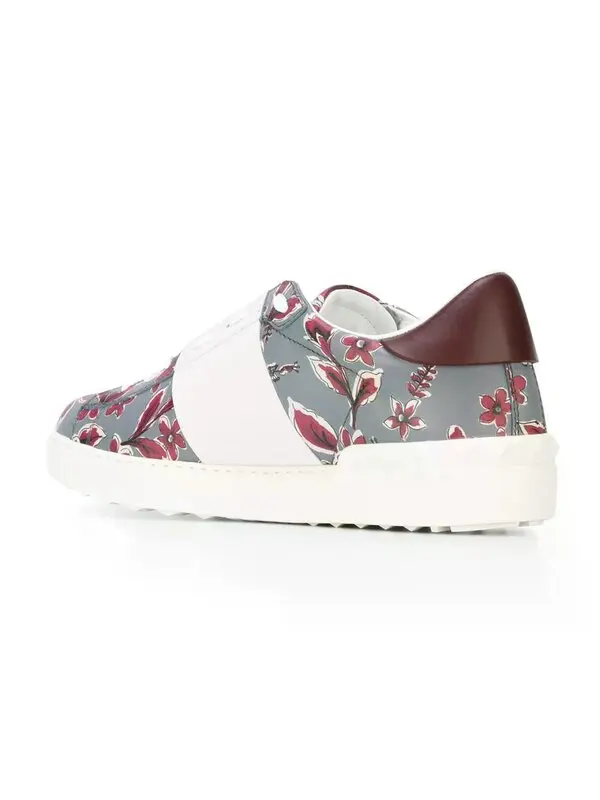Valentino Garavani Open" Floral-print Calfskin Leather Sneakers - Multicolour