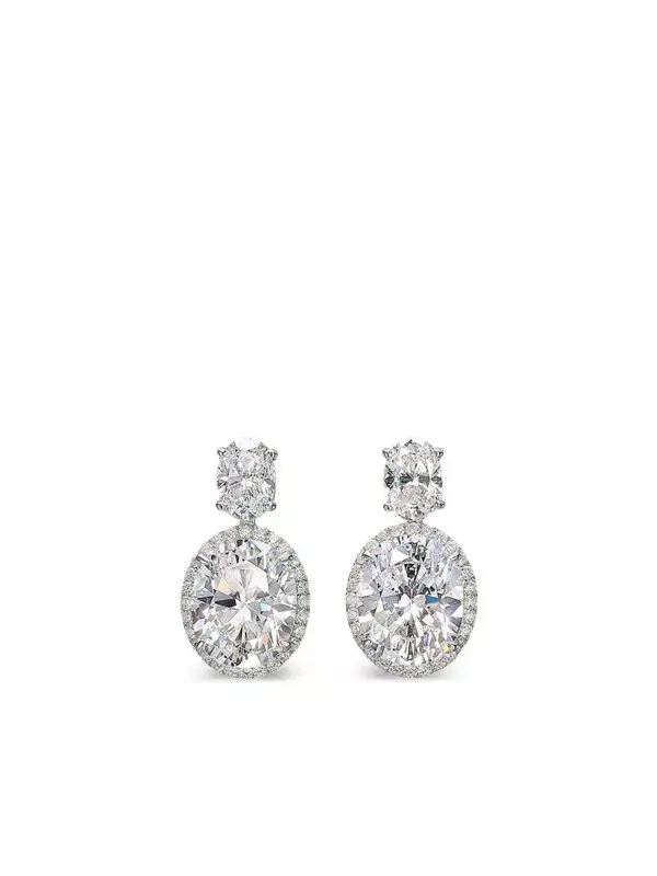 ANABELA CHAN 14kt Gold Celestial Halo Diamond Drop Earrings - White