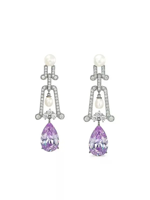 ANABELA CHAN Rhodium Vermeil Moderne Multi-stone Earrings - Purple