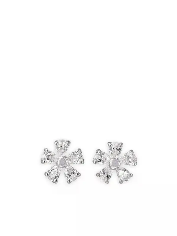 ANABELA CHAN 14k White Gold Mini Marguerite Diamond Earrings - Silver