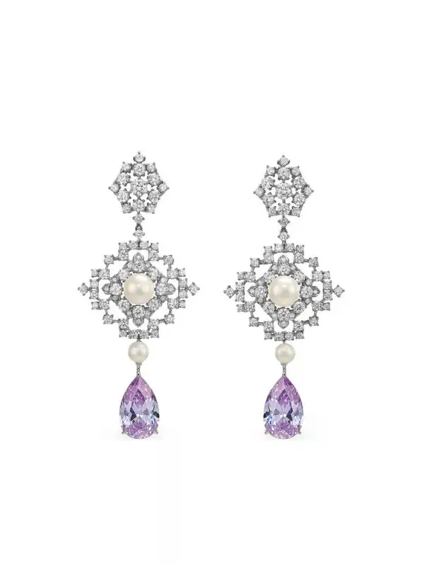 ANABELA CHAN Pixelise Multi-stone Chandelier Earrings - Purple