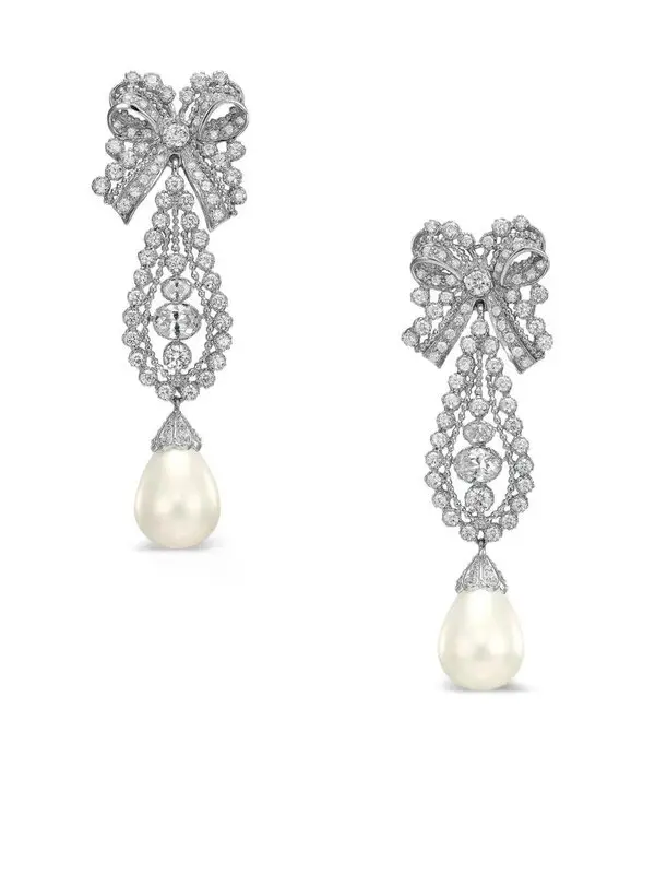 ANABELA CHAN 14k Gold Vermeil Pearl And Diamond Dentelle Bow Earrings - White