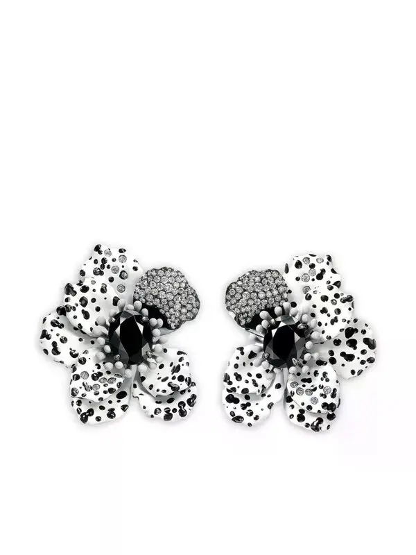 ANABELA CHAN 14k White Gold Vermeil Diamond Poppy Earrings - Silver