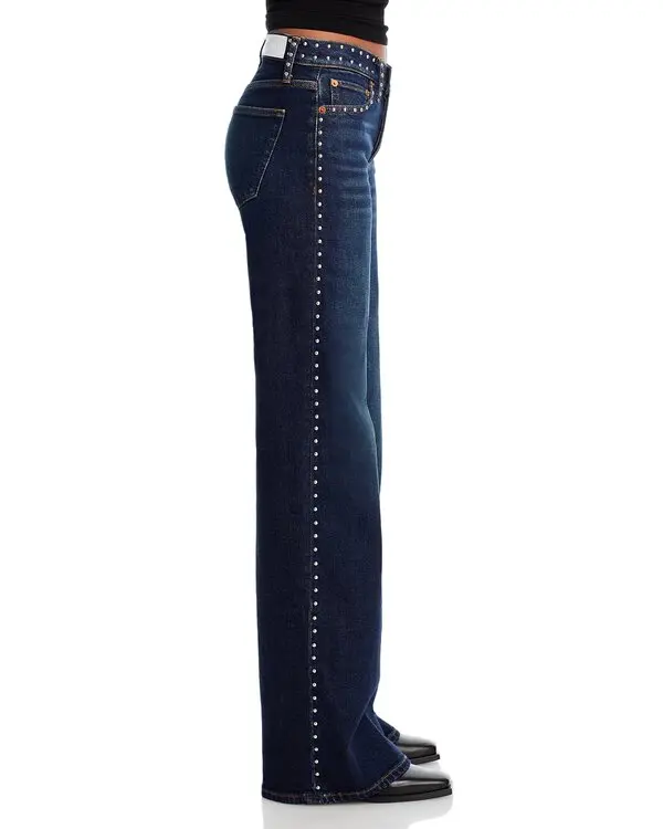 RE/DONE Studded Mid-rise Wide Leg Jeans - Barely Worn Stud