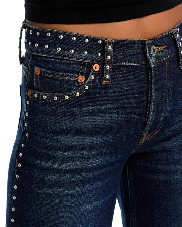 RE/DONE Studded Mid-rise Wide Leg Jeans - Barely Worn Stud