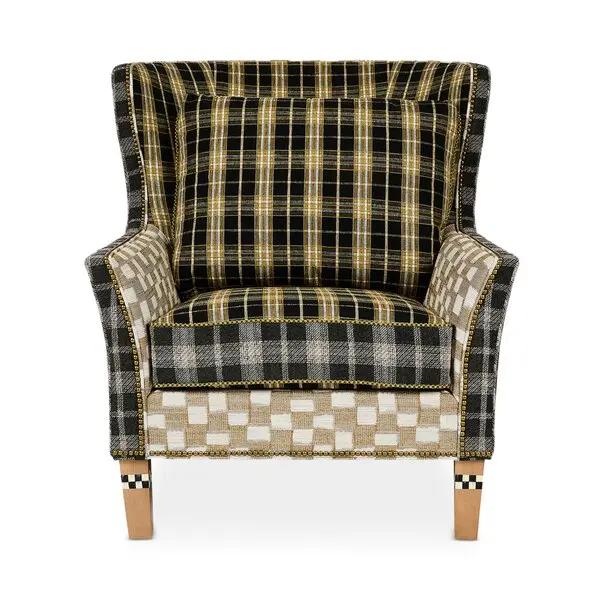 MACKENZIE-CHILDS Mad For Plaid Wing Chair