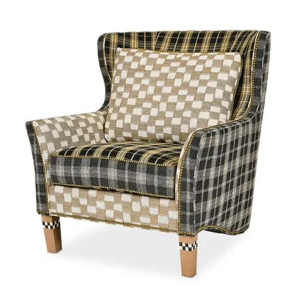 MACKENZIE-CHILDS Mad For Plaid Wing Chair