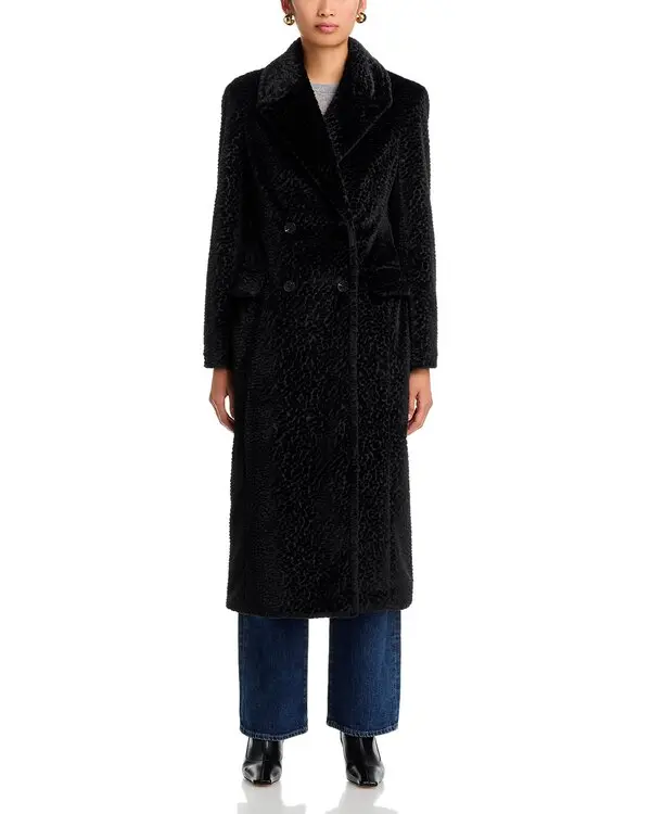 Avec Les Filles Textured Faux Fur Coat