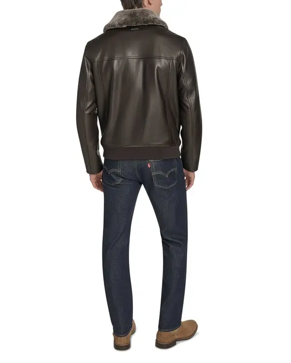 Andrew Marc Hedland Aviator Leather Jacket - Chocolate