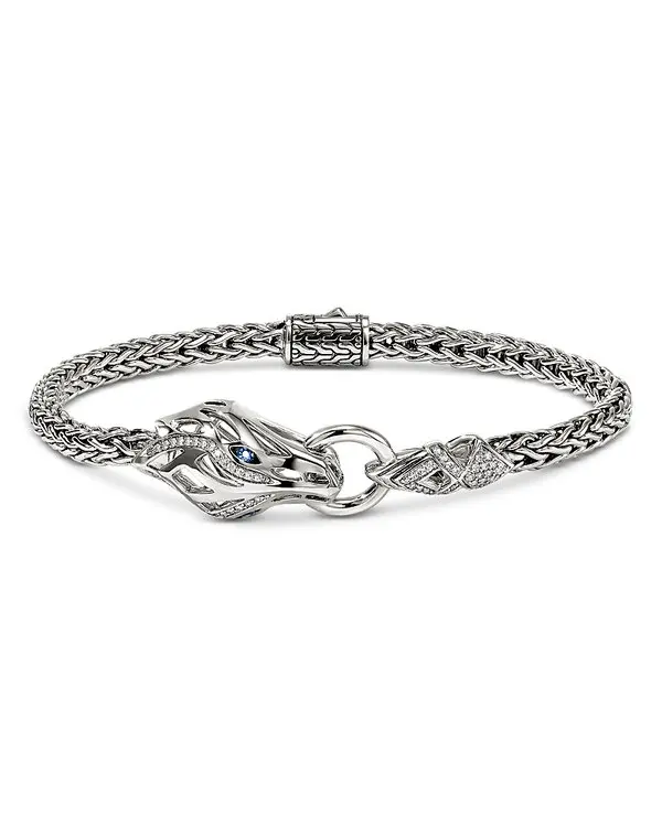 John Hardy Sterling Naga Dragon Bracelet With Sapphire And Diamond - Silver