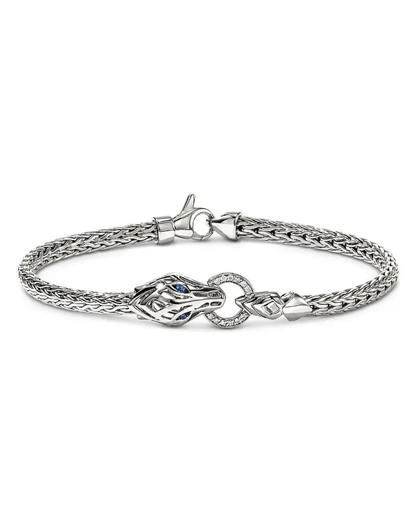 John Hardy Sterling Naga Blue Sapphire & Diamond Dragon Flex Bracelet - Silver
