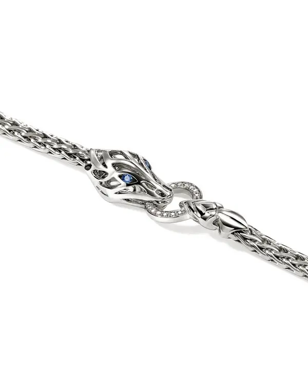 John Hardy Sterling Naga Blue Sapphire & Diamond Dragon Flex Bracelet - Silver
