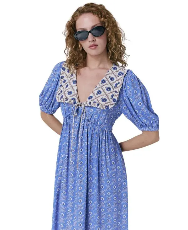 Ghost Nellie Crepe Collared Midi Smock Dress