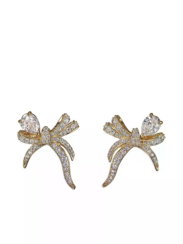 ANABELA CHAN 9k Yellow Mini Ruban Diamond Earrings - Gold