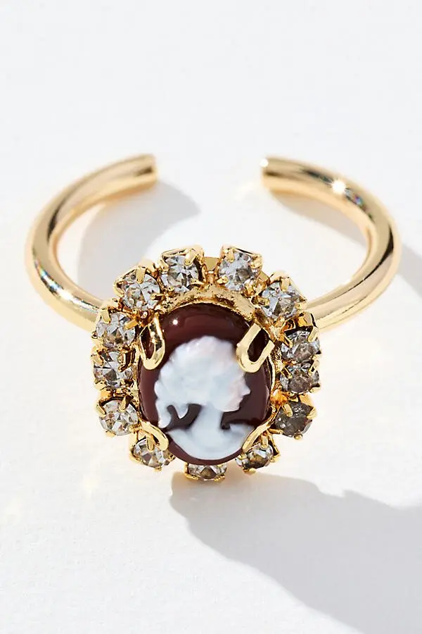 Anthropologie Cameo Cocktail Ring - Wine