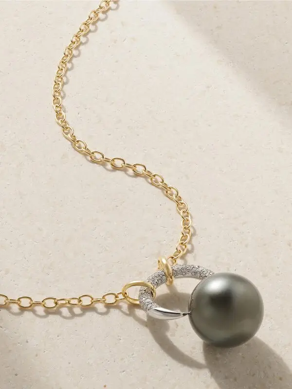 Mizuki 18-karat Pearl And Diamond Necklace - Gold