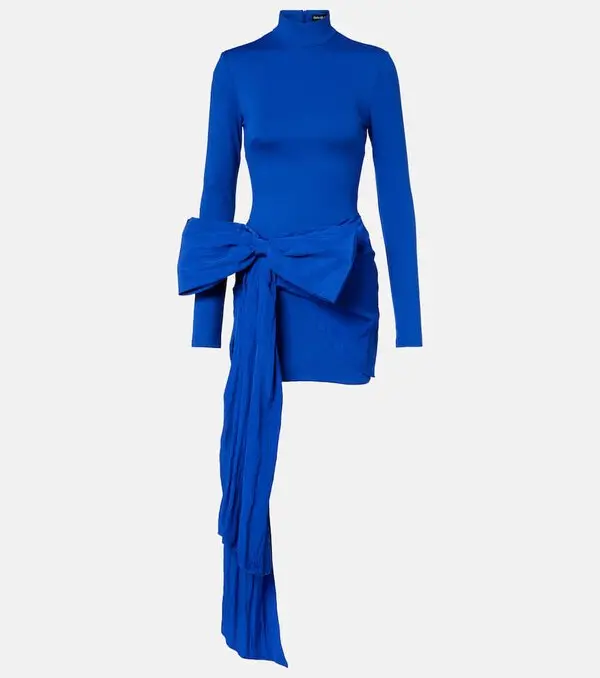 David Koma Bow-detail Jersey Minidress - Blue