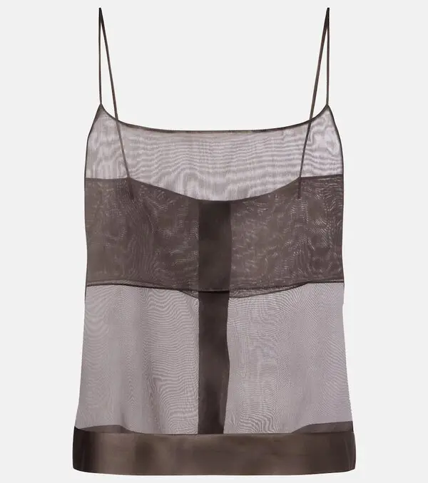 Calvin Klein Carmen Sheer Silk Camisole - Brown