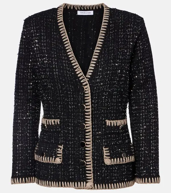 Veronica Beard Ceriani Tweed Cardigan - Black