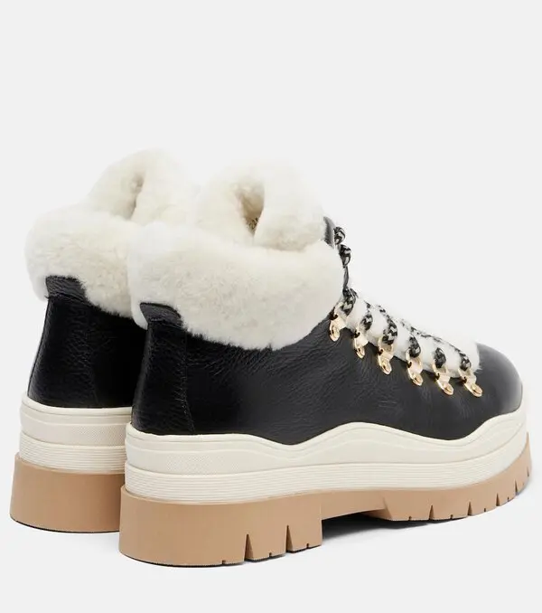 Bogner Arosa Shearling-lined Leather Lace-up Boots - Black