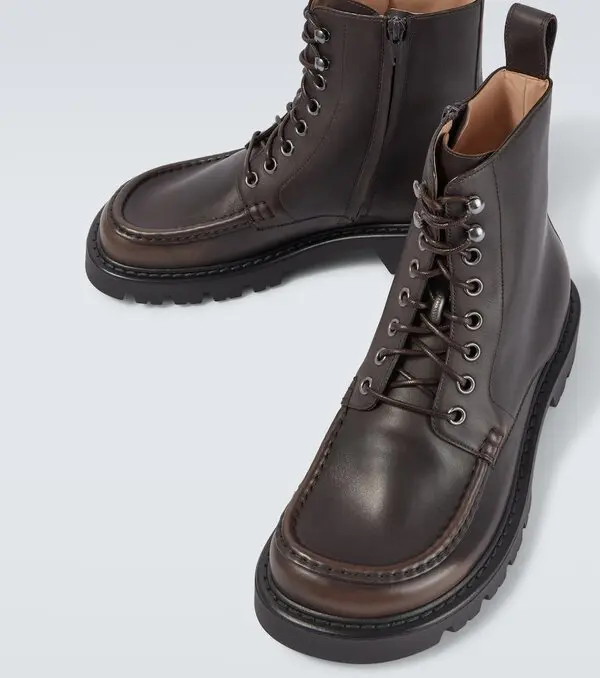 Loewe Sierra Leather Combat Boots - Brown