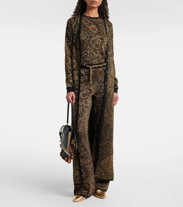 Etro Paisley Wool-blend Lamé Flared Pants