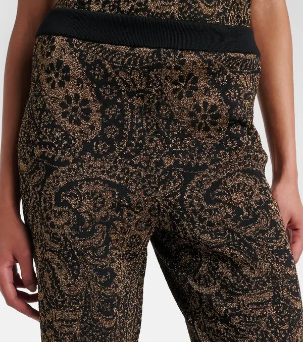 Etro Paisley Wool-blend Lamé Flared Pants - Black