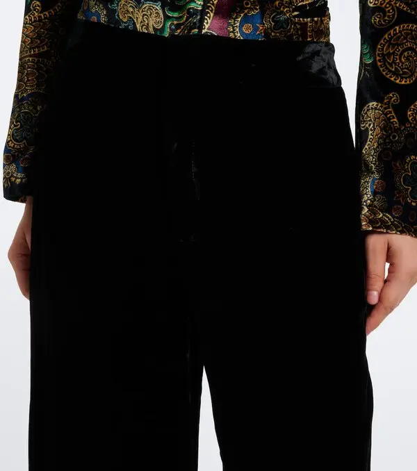Etro Velvet Wide-leg Pants - Black