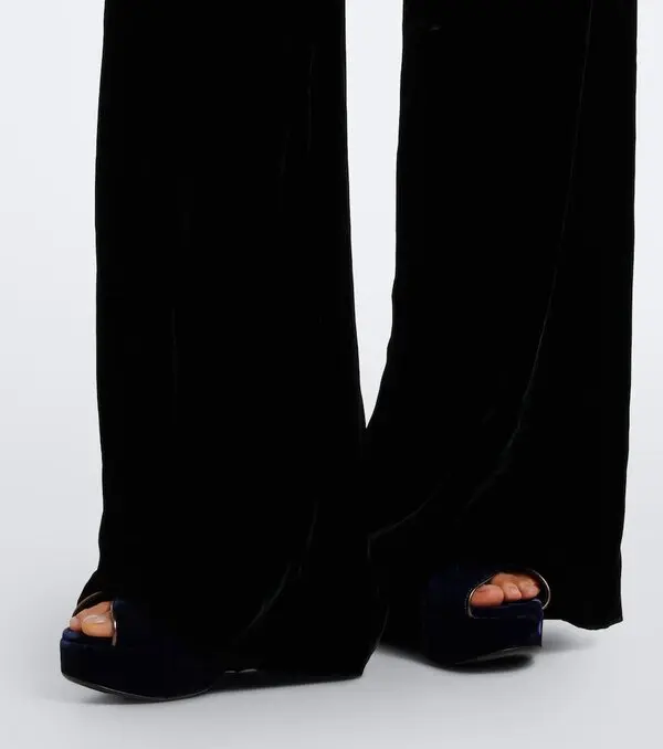 Etro Velvet Wide-leg Pants - Black