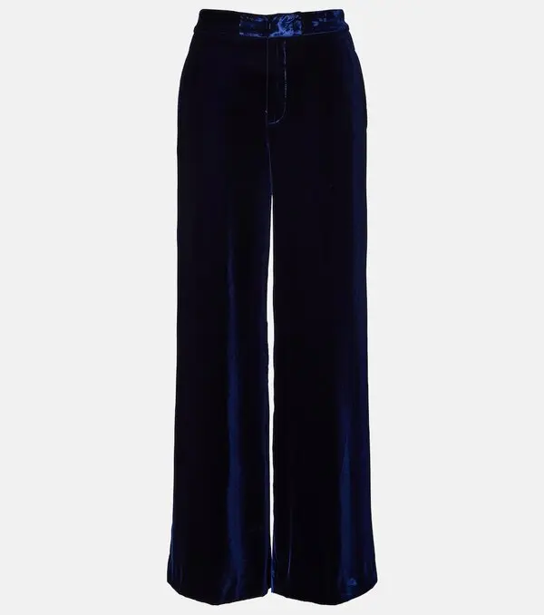 Etro Velvet Wide-leg Trousers - Blue
