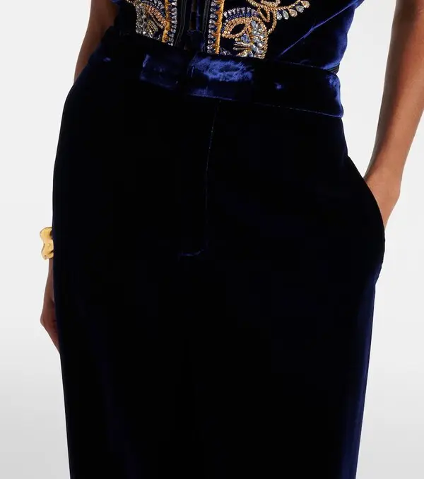 Etro Velvet Wide-leg Trousers - Blue