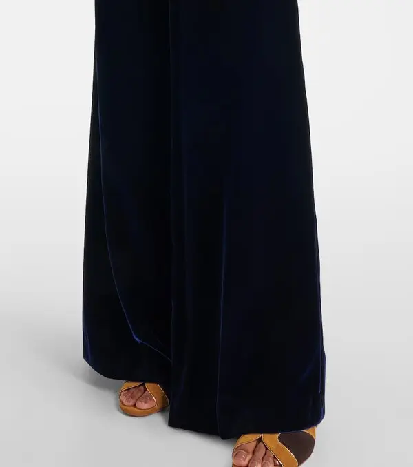 Etro Velvet Wide-leg Trousers - Blue