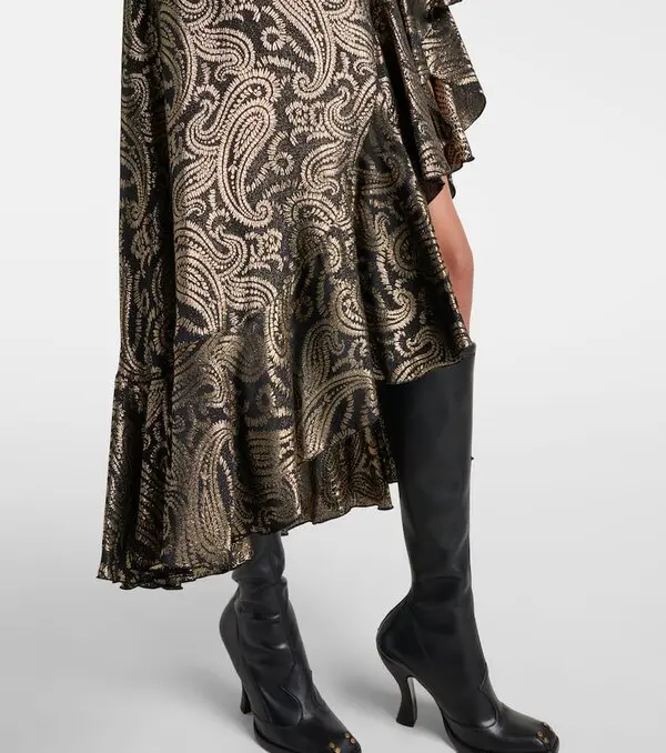 Etro Paisley Ruffled Silk-blend Midi Skirt