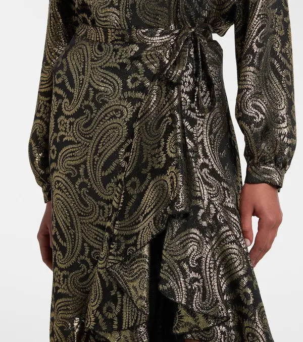 Etro Paisley Ruffled Silk-blend Midi Skirt - Black