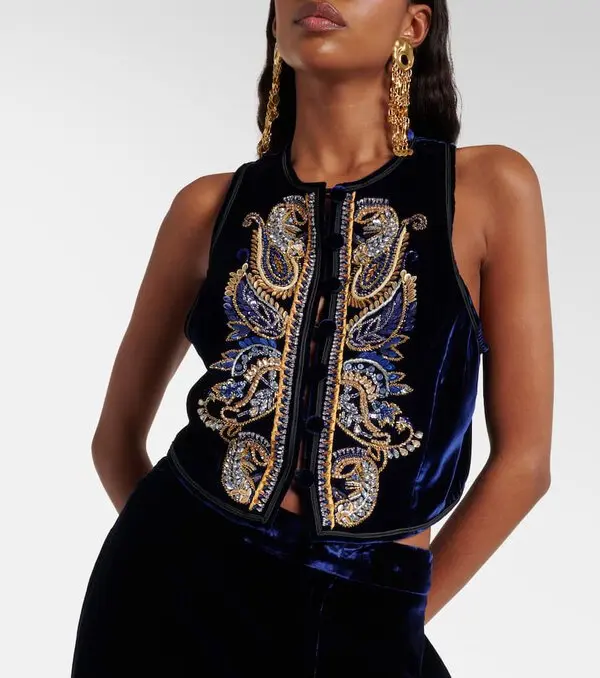 Etro Paisley Velvet Vest