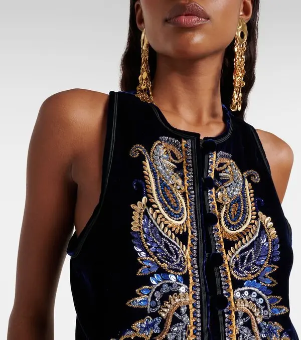 Etro Paisley Velvet Vest
