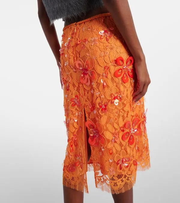 Gucci Embroidered Lace Midi Skirt