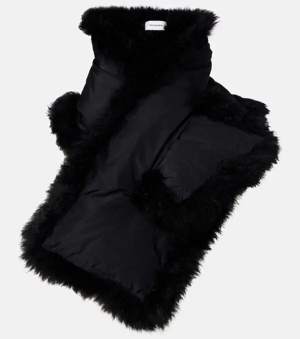 YVES SALOMON Reversible Shearling Down Scarf - Black